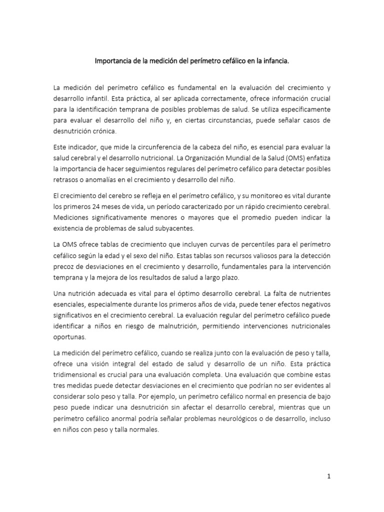 Medición del Perímetro Cefálico Infantil | PDF | Nutrición | Dieta y ...