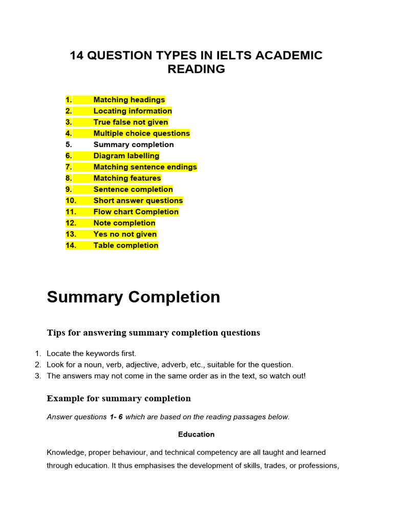 5-IELTS Academic Reading Summary Completion-WITH ANSWERS | Download ...