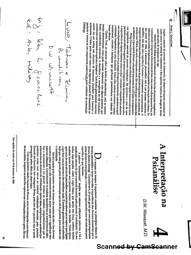 Giovacchini - Peter A Interpretação Na Psicanálise Winnicott | PDF