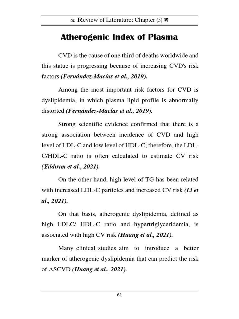 Atherogenic Index of Plasma | PDF | Low Density Lipoprotein | High Density Lipoprotein