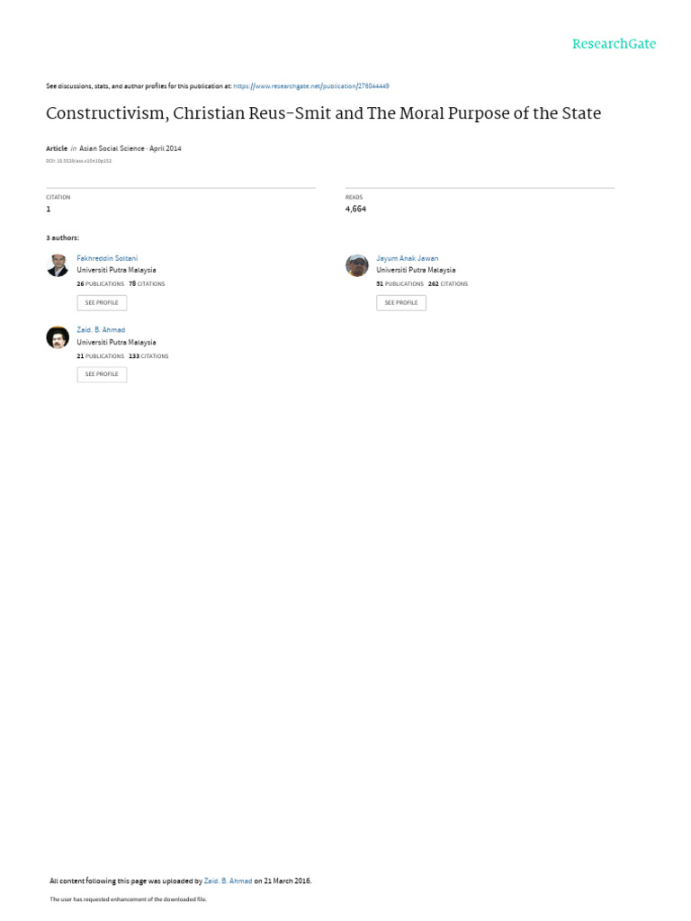 Constructivism Christian Reus-Smit and The Moral P | PDF ...