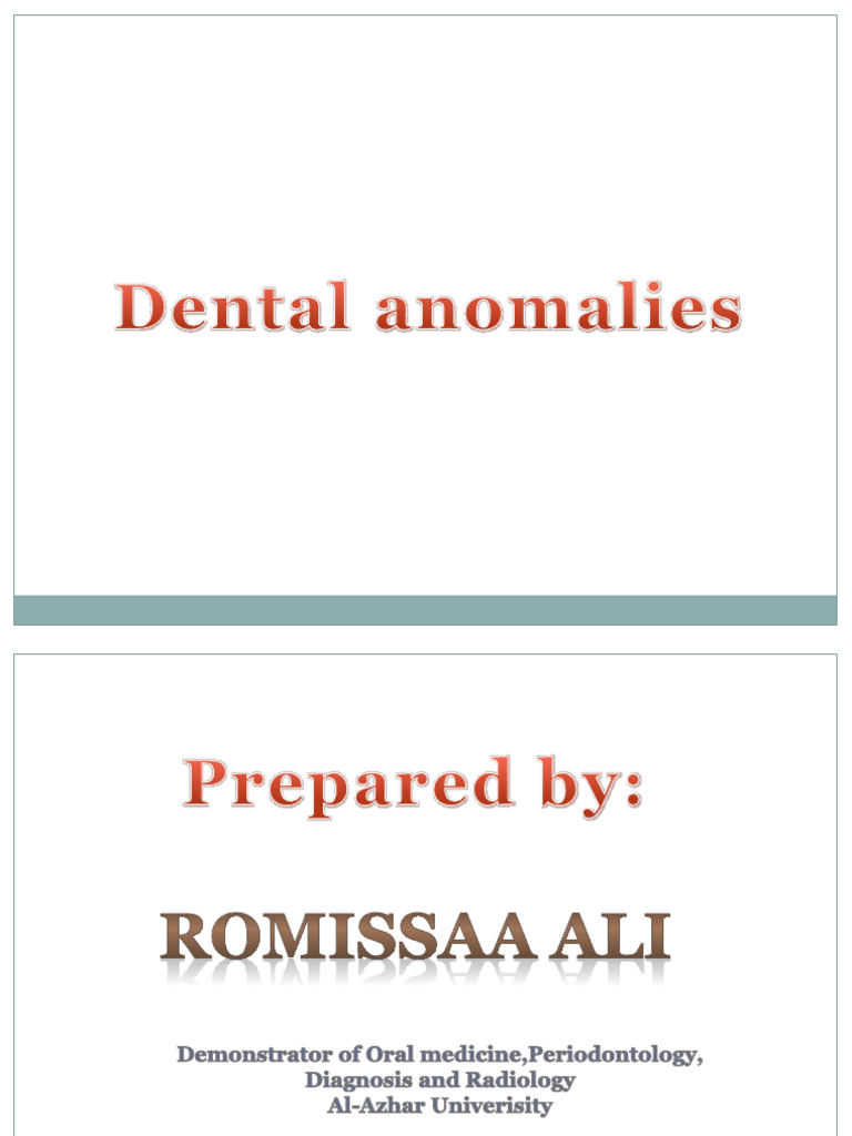 Dental Anomalies | PDF | Human Tooth | Dental Anatomy