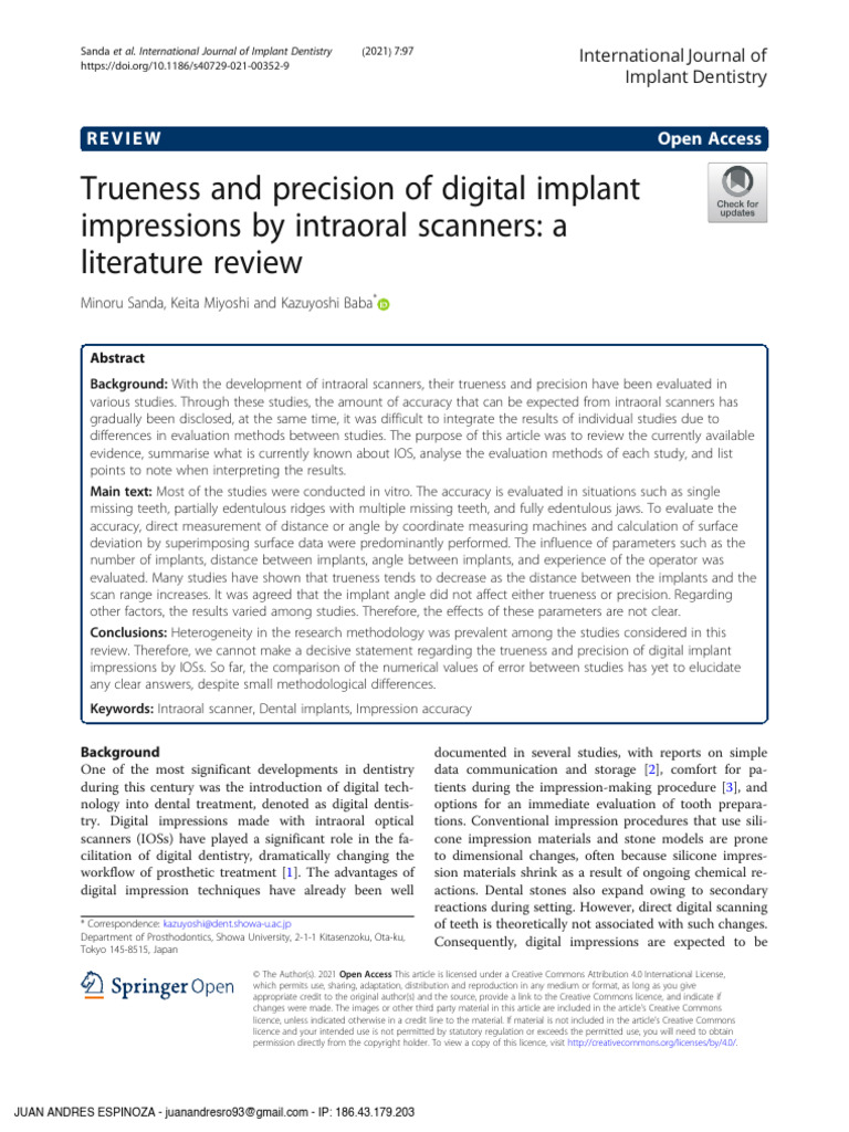 Digital IMPLANT Impression Techniques | PDF | Accuracy And Precision