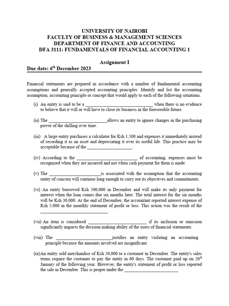 DAC 112 Assignment 2023 | PDF | Expense | Accounting