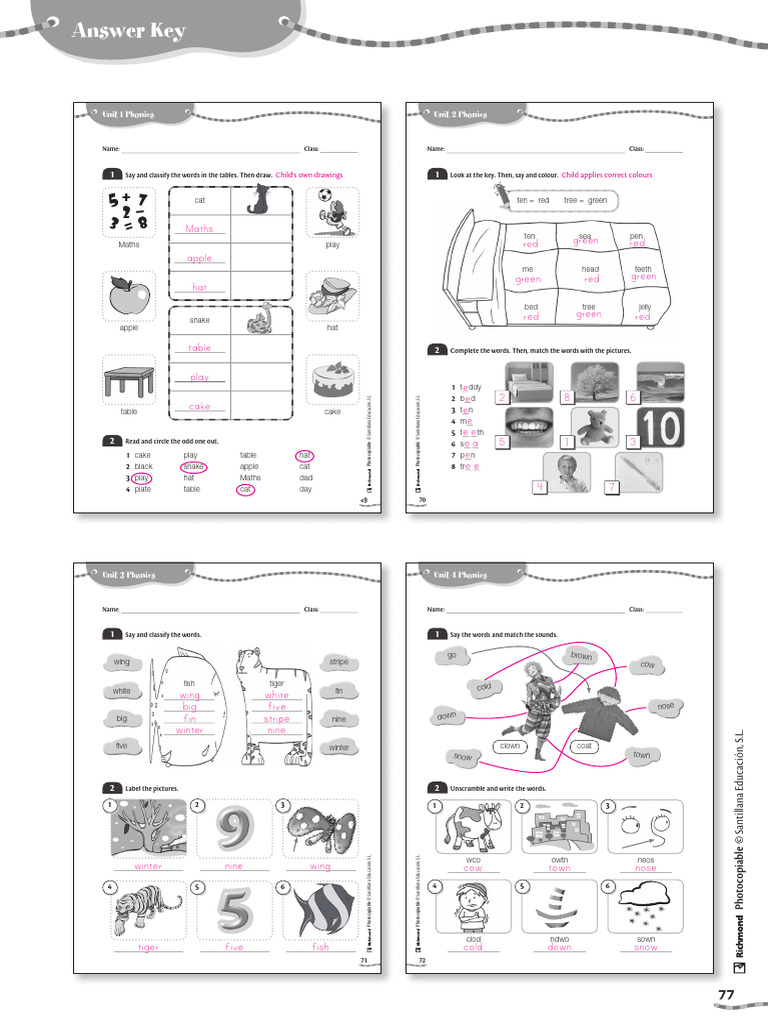 Phonics Activities Answer Key | PDF