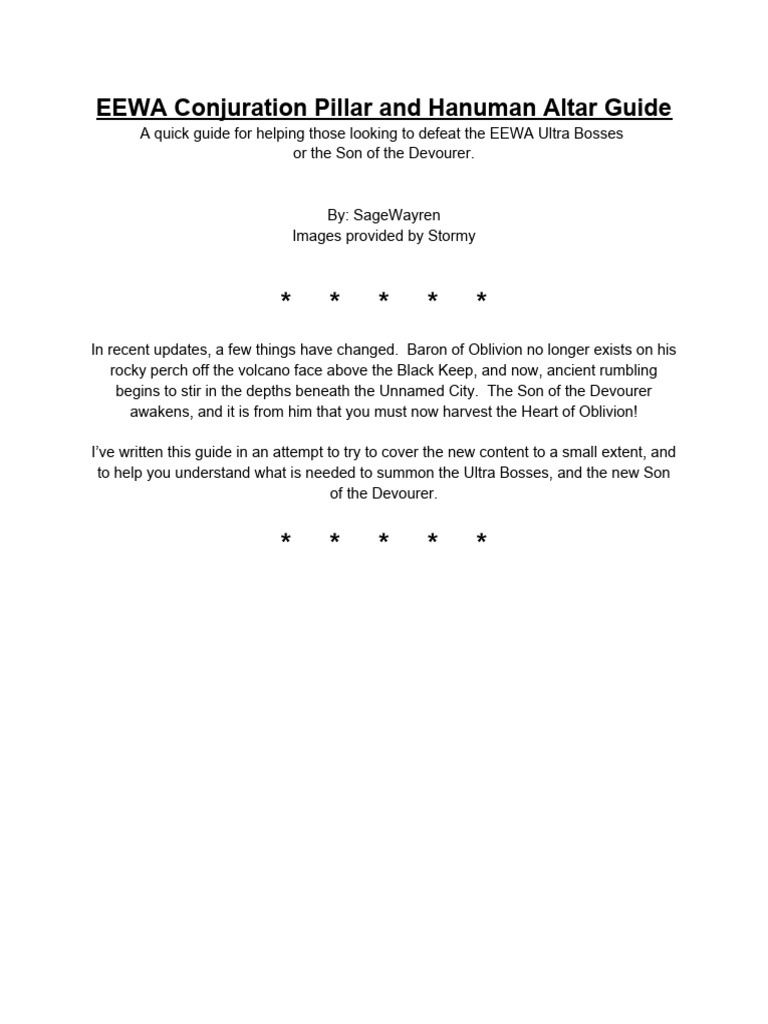 EEWA Conjuration Pillar and Hanuman Altar | PDF