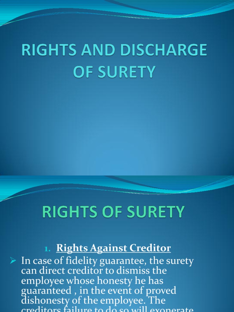 Rights and Discharge of Surety | PDF | Guarantee | Legal Ethics