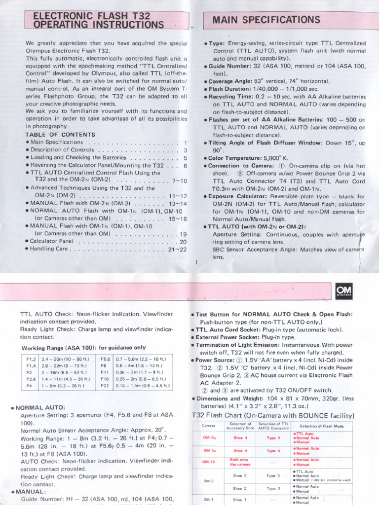 Olympus T32 Electronic Flash | PDF