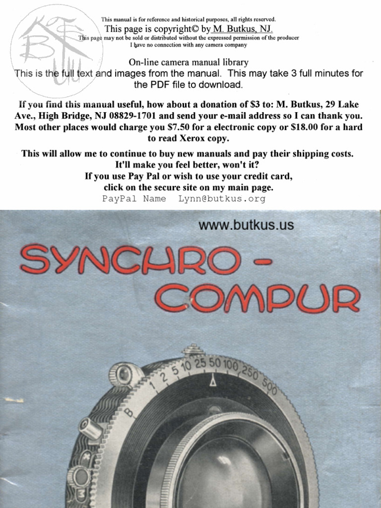 Synchro Compur - Munich 25 | PDF | Imaging | Photography Equipment