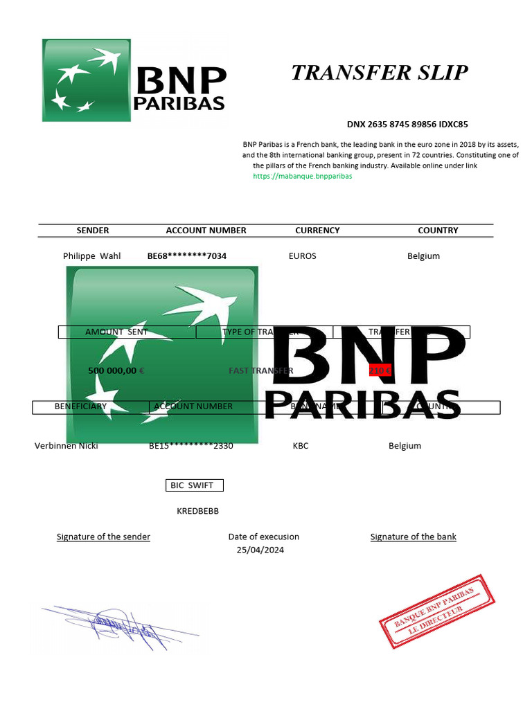 BNP Paribas Transferts | PDF | Finance & Money Management