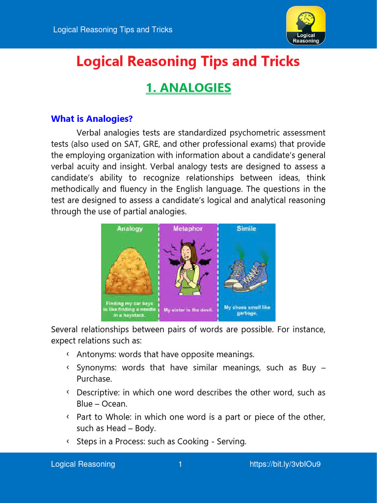 Essential Tips for Logical Reasoning | PDF | Analogy | Reason