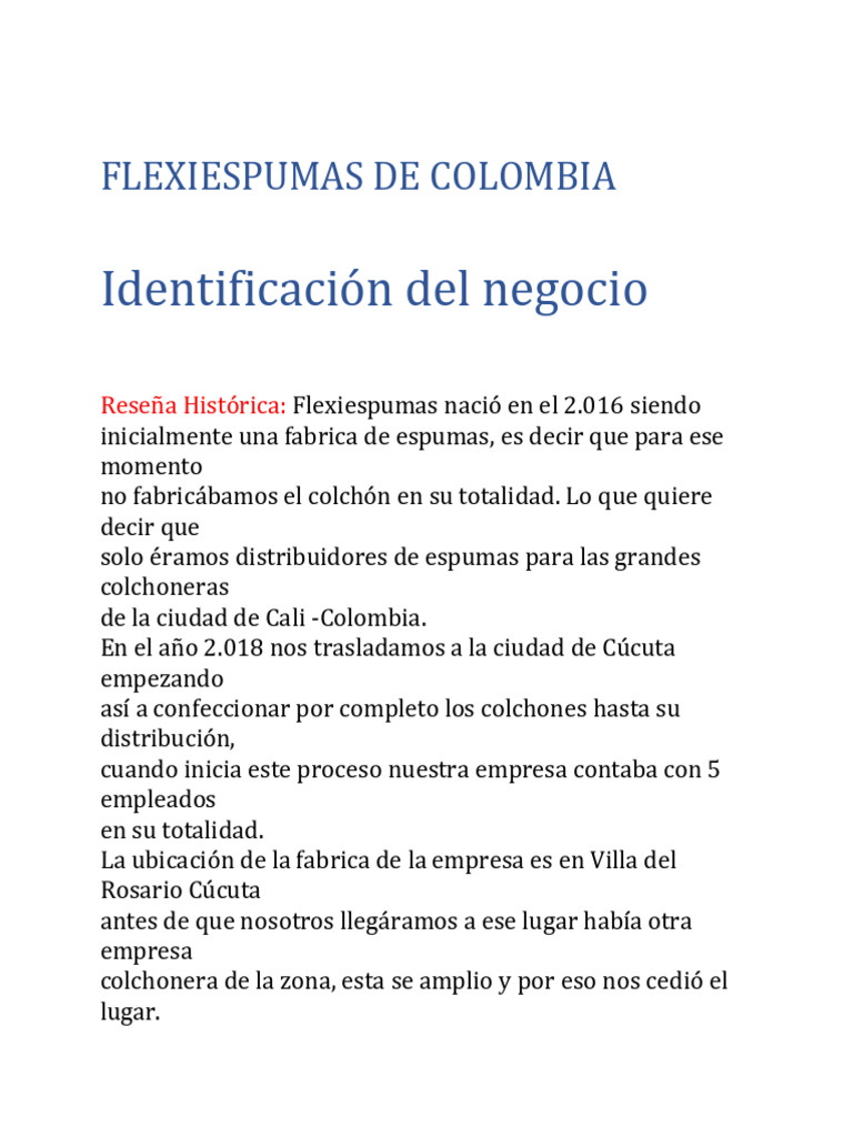 Evidencia Aa01 | PDF | Calidad (comercial) | Colchón