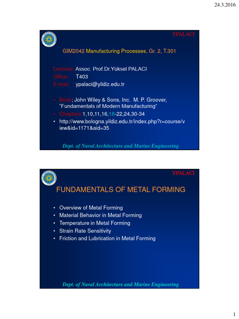 ch18 - FUNDAMENTALS OF METAL FORMING - Note | PDF | Deformation ...