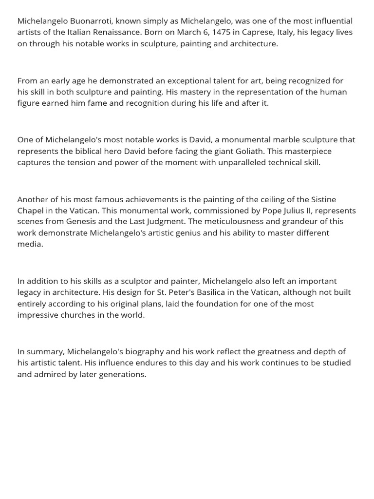 Michelangelo Buonarroti, Known Simply As Michelangelo, Was One of The ...