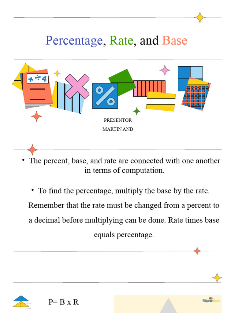 Math Basics: Percent, Rate, Base | PDF | Percentage | Formula