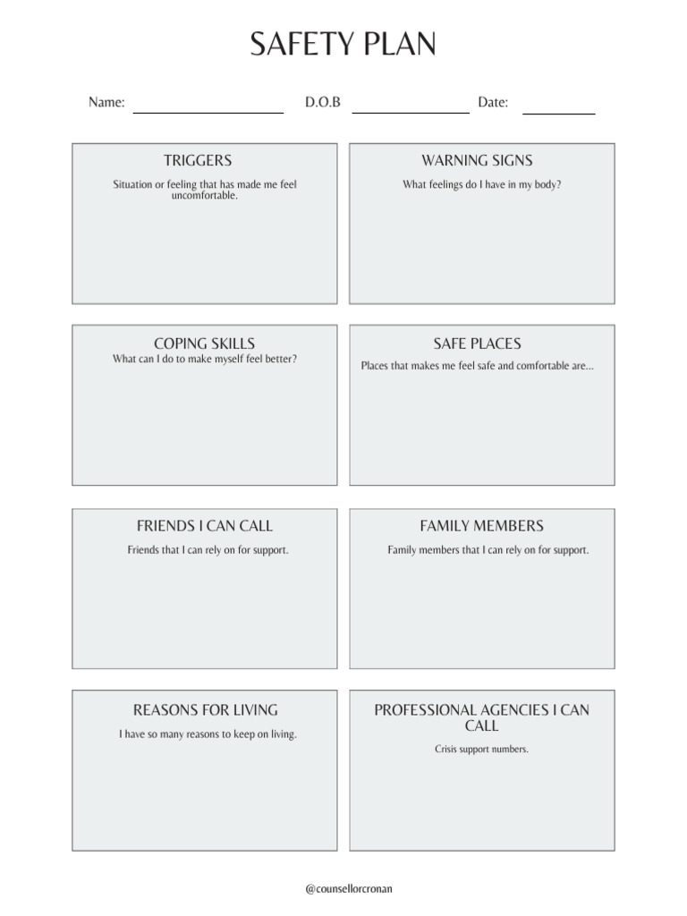 Trauma Safety Plan | Download Free PDF | Suicide | Self Harm