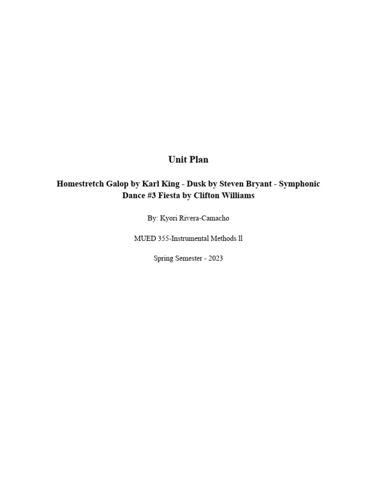 High School Wind Ensemble Unit Plan | PDF | Trombone | Orchestras