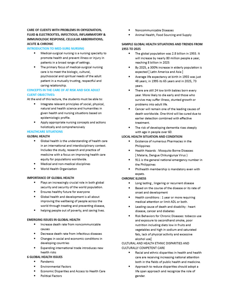 Introduction To Med-Surg Nursing | PDF | Surgery | Global Health