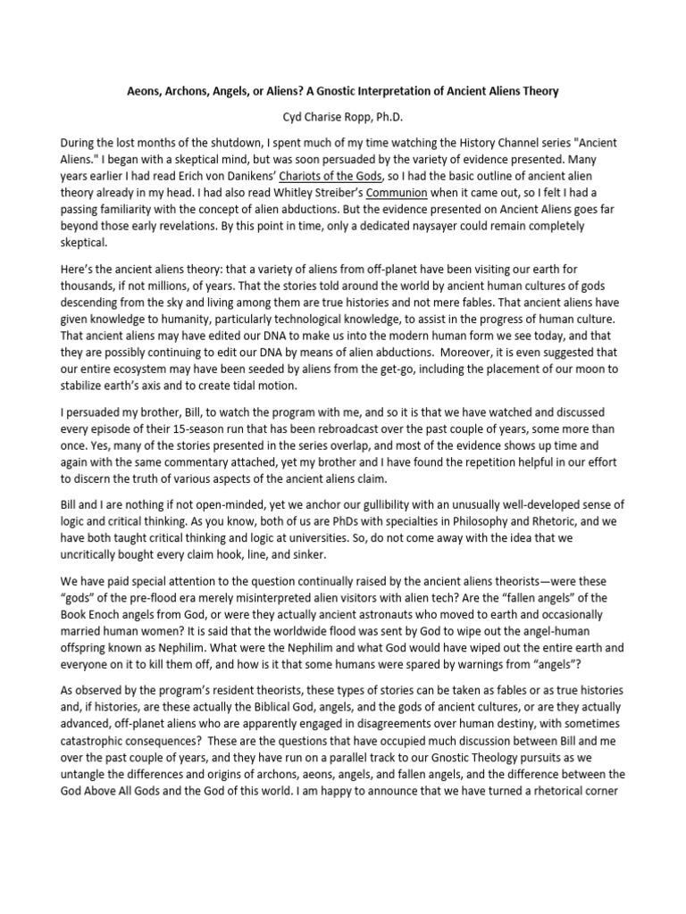 Gnostic Views on Ancient Aliens | PDF | Gnosticism | Angel