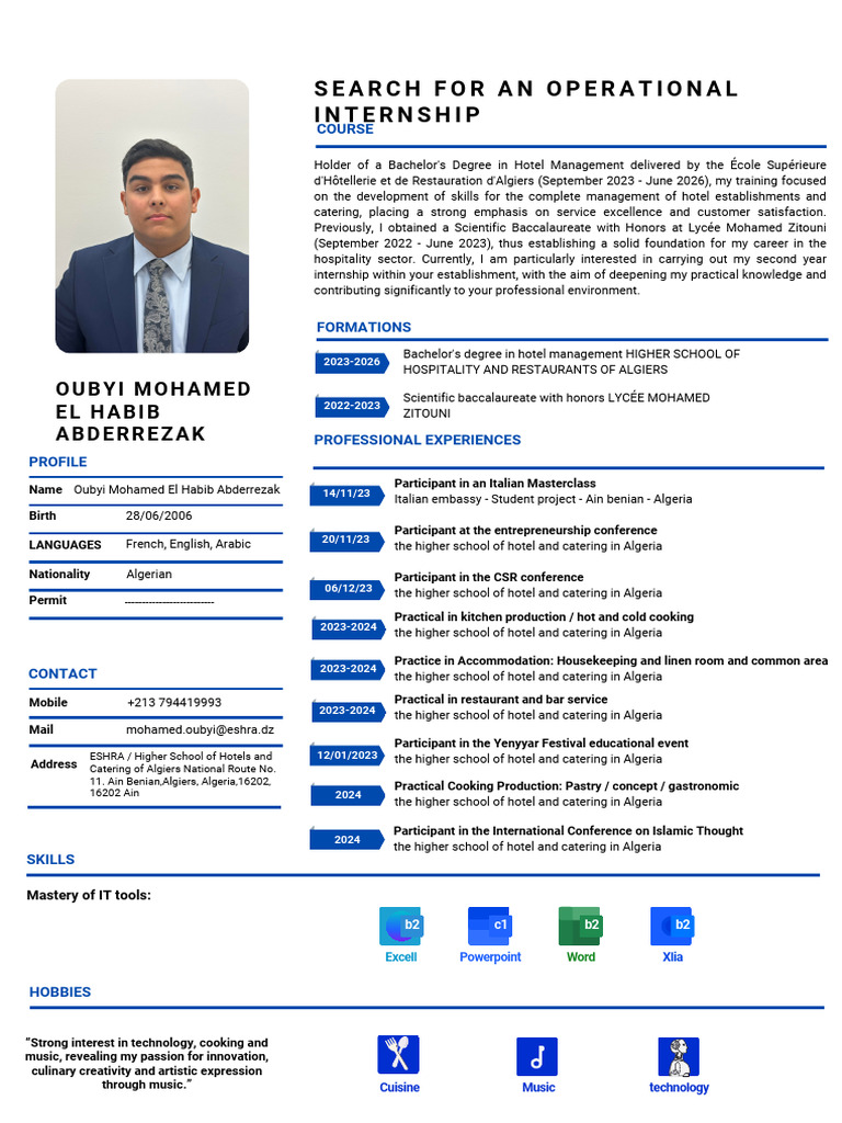 CV Anglais | PDF | Algeria | Bachelor's Degree