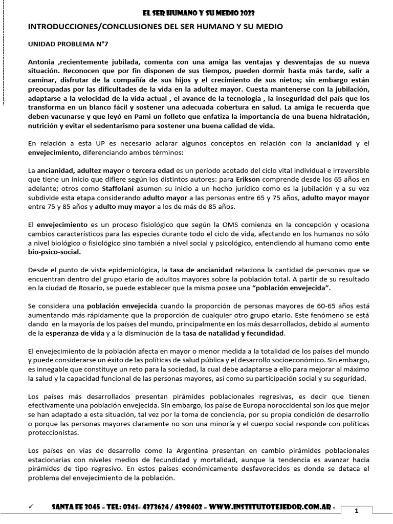 Introduccin Up7 SHM 2023 | PDF | Vejez | Adultos