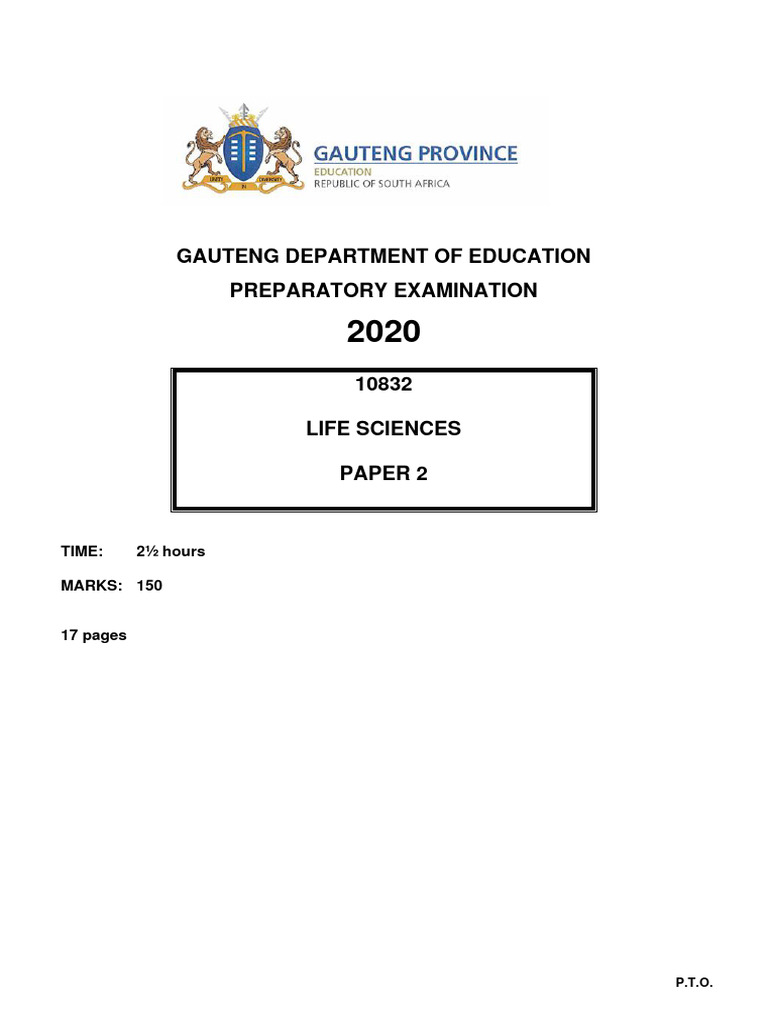 Gauteng Life Sciences Exam Paper 2020 | PDF | Gene | Genotype