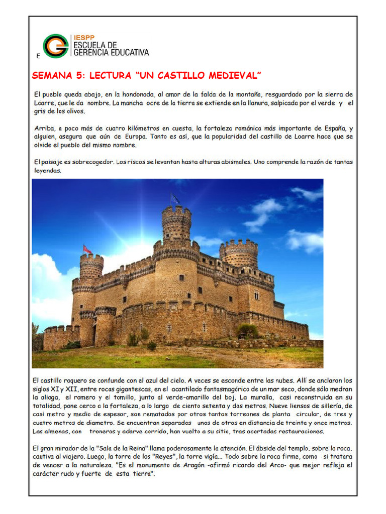 Comprensión Lectora: Castillo Medieval | PDF
