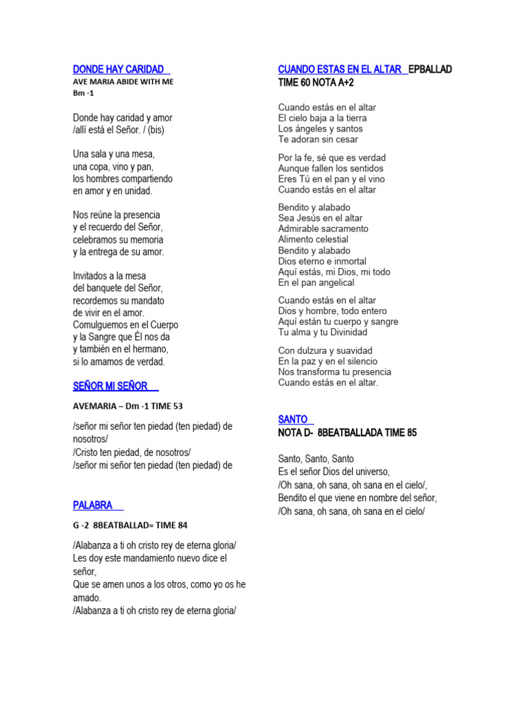 Jueves Santo 2023 Letras Cantos | PDF | eucaristía | Cristo (título)