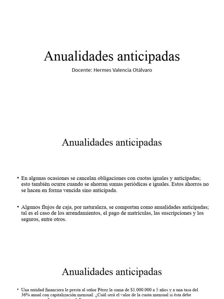 Anualidades Anticipadas | PDF