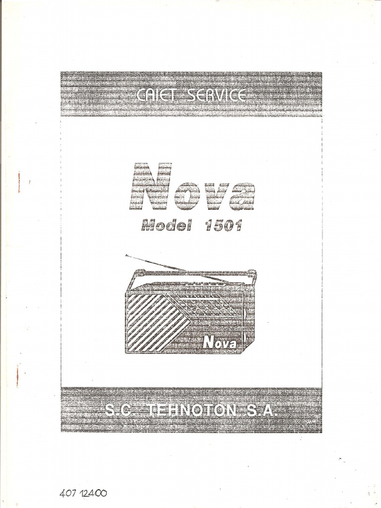 RR Tehnoton Nova - Model 1501 - Caiet Service | PDF