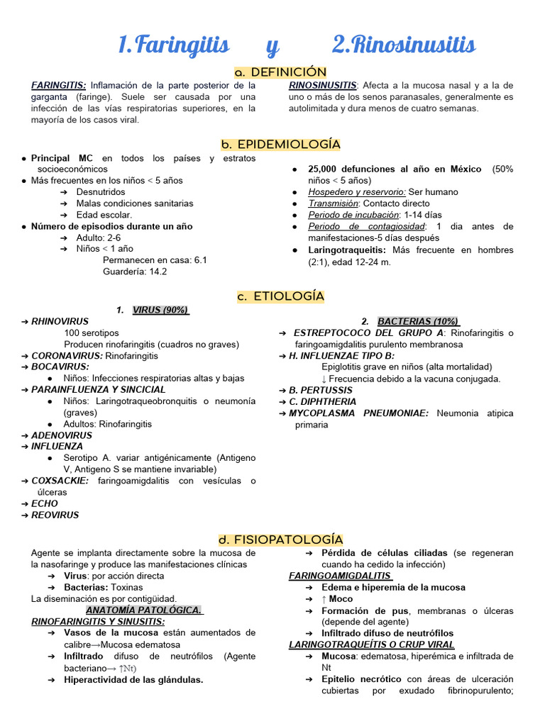 Faringitis y Rinosinusitis: Causas y Tratamiento | PDF | Estadísticas ...