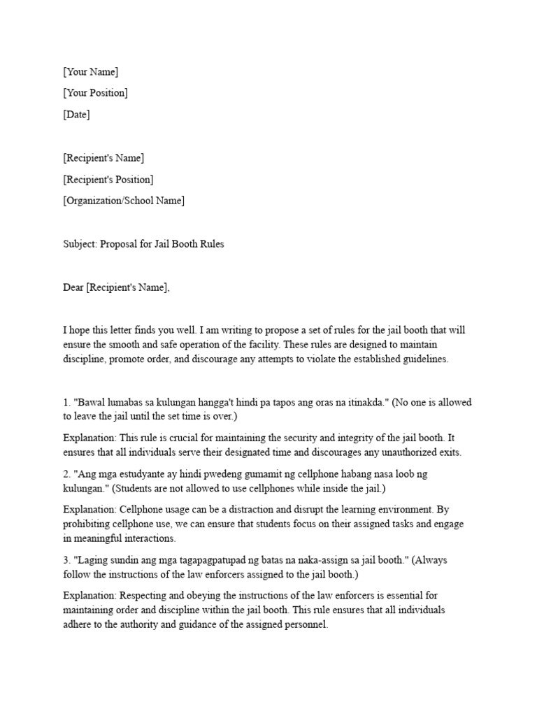 Proposal For Jail Booth Rules | PDF | Prison | Disciplines