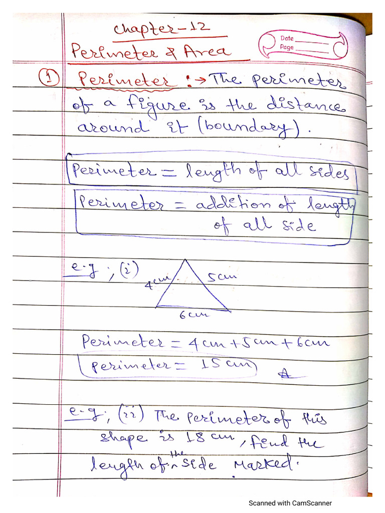 Grade 4 Math Chapter 12 (Perimeter and Area) | PDF