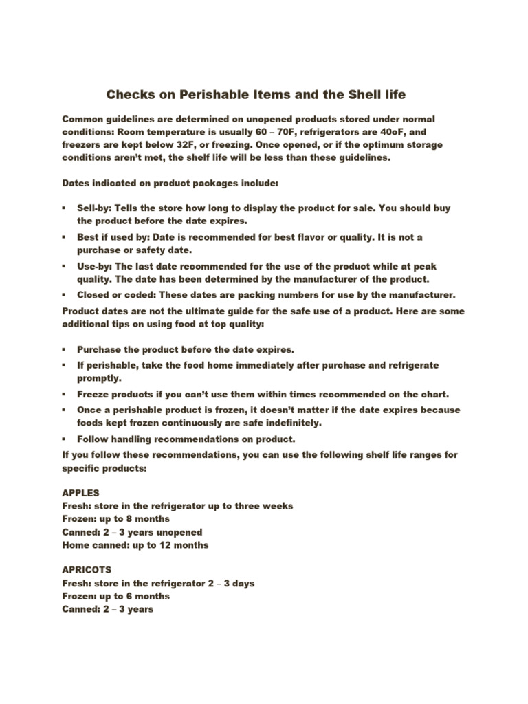 Shell Life of Food Items | PDF | Breads | Shelf Life