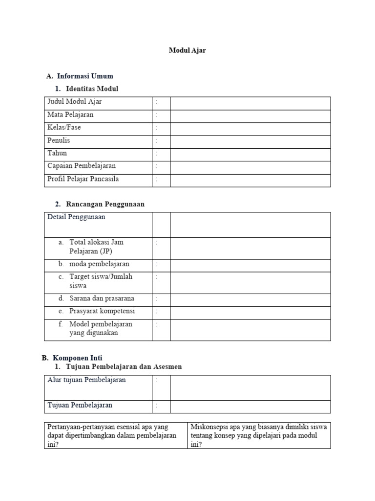 Template - Modul Ajar | PDF