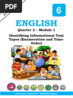 English5 Q3M1L3 Text Type Enumeration | PDF | Learning | Cognition