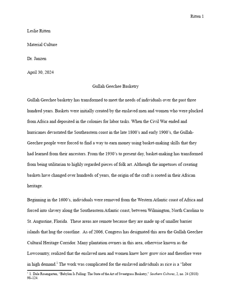 Gullah Geechee Baskets | PDF | Basket Weaving