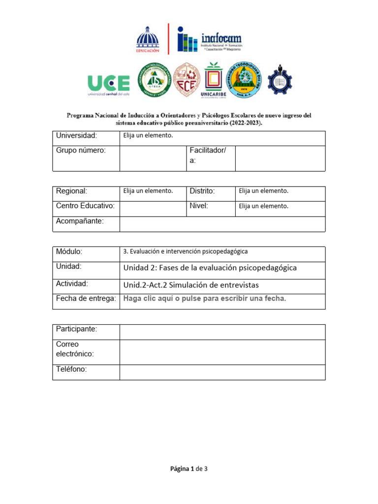 Plantilla M3 U2 A2 Apellido1-Apellido2 2 | PDF | Evaluación