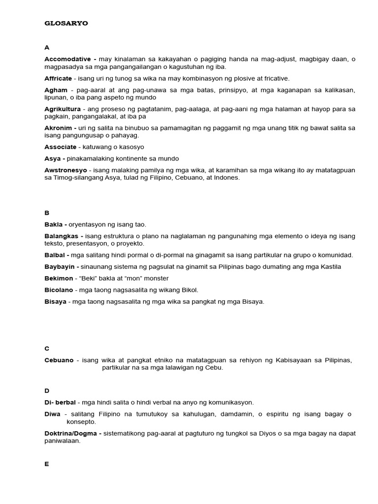 GLOSARYO | PDF