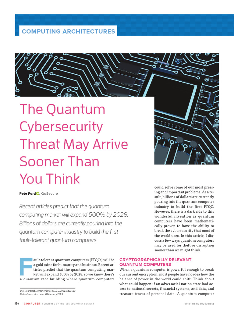 The Quantum Cybersecurity Threat May Arrive Sooner Than You Think | PDF ...