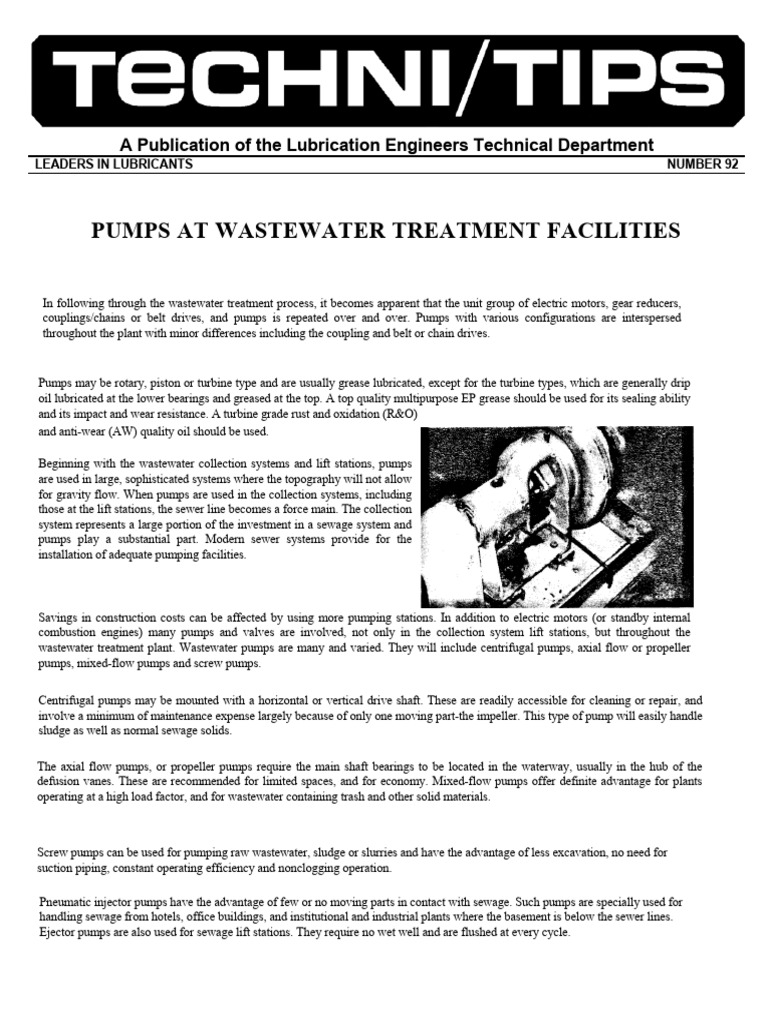 092 Pumps@WWTP | PDF | Pump | Pumping Station