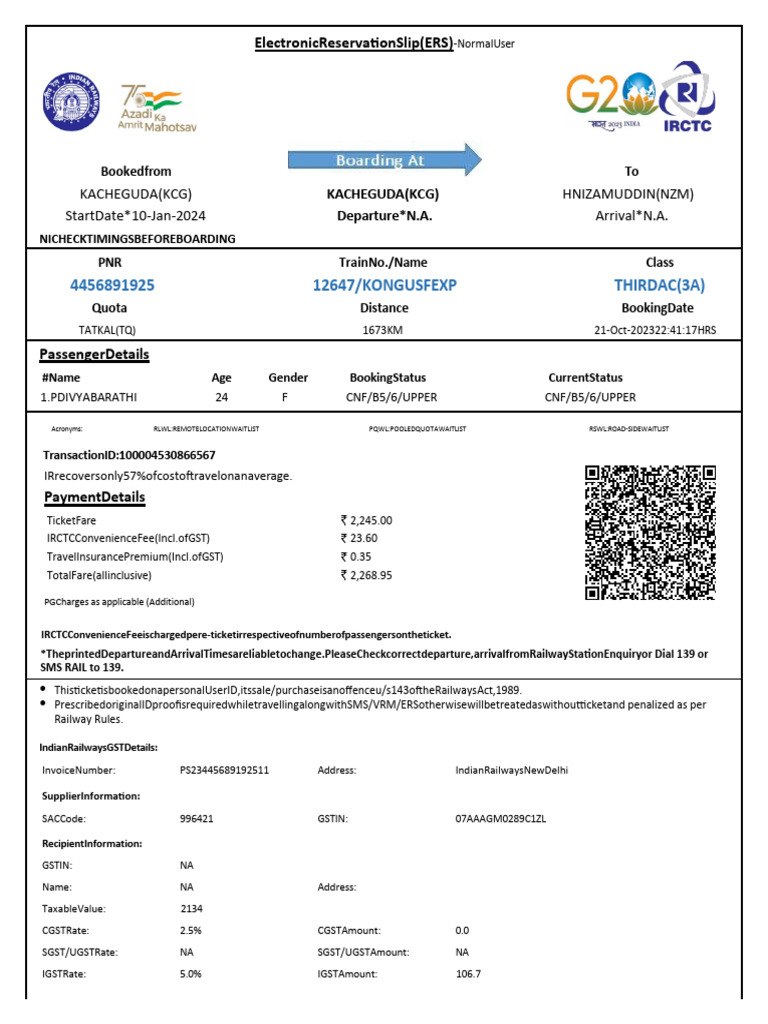 12647/kongusfexp Thirdac (3A) : Kacheguda (KCG) Hnizamuddin (NZM ...