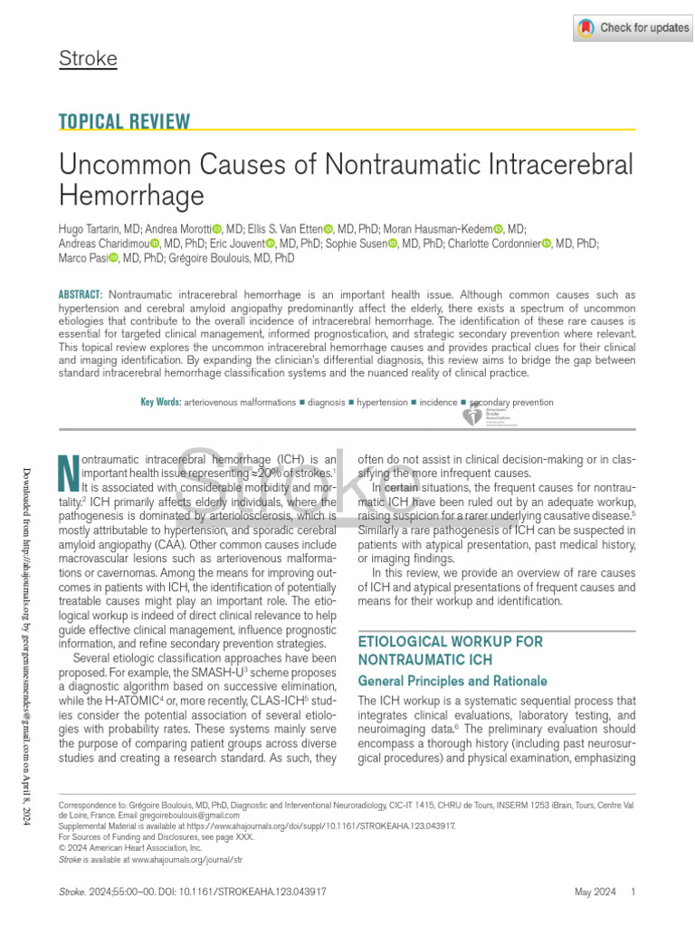 Causas Incomuns de AVCH | PDF | Stroke | Cancer