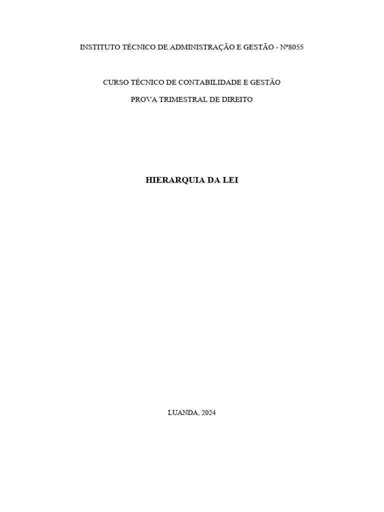 Hierarquia das Leis em Angola 2024 | PDF | Constituição | Legislação