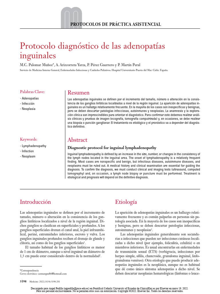 Protocolo Diagnóstico de Las Adenopatías Inguinales | PDF | Infección transmitida sexualmente ...