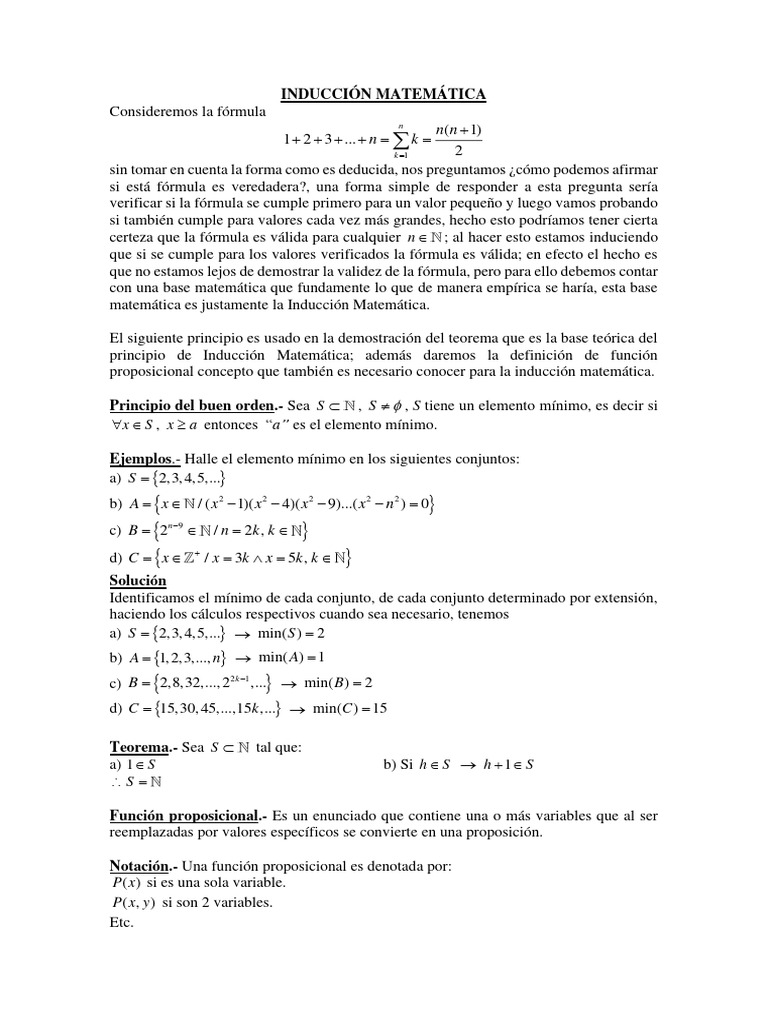 Inducción Matemática MB 24 I | PDF | Función (Matemáticas) | Proposición
