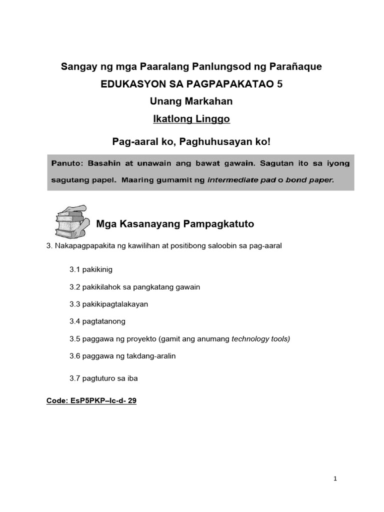 ESP Grade5 Module3 Week3 | PDF