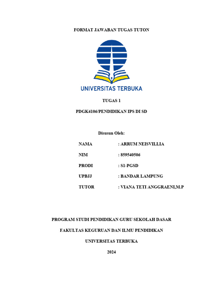Tugas Tuton 1 Pendidikan Ips Di SD | PDF