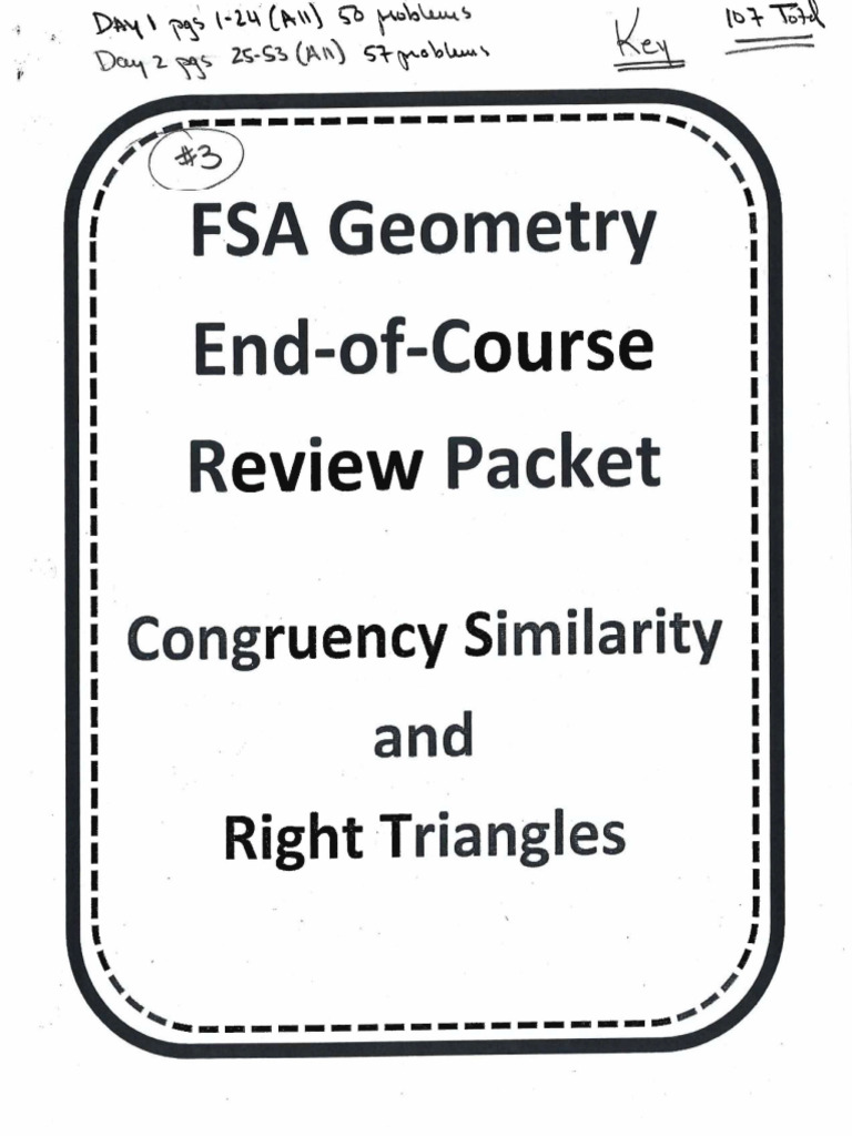 Geom - EOC Review - Congruency, Similarity, & Right Triangles (Packet 3 ...