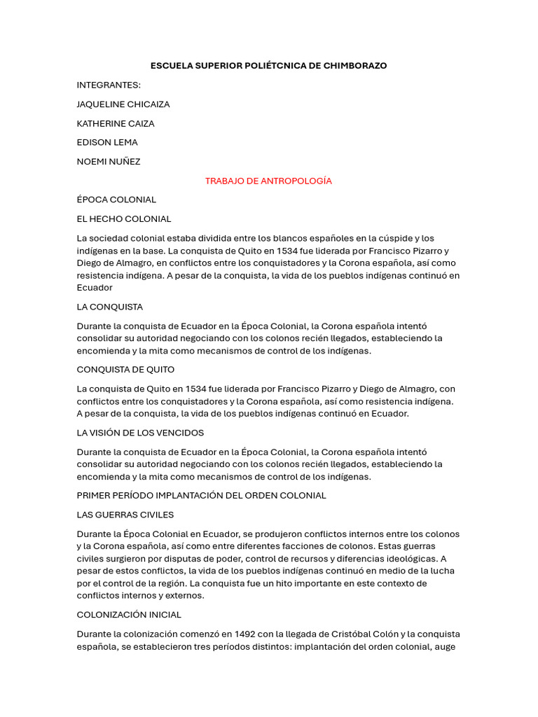 Época Colonial - Primer Periodo - Grupo 2 | Descargar gratis PDF ...